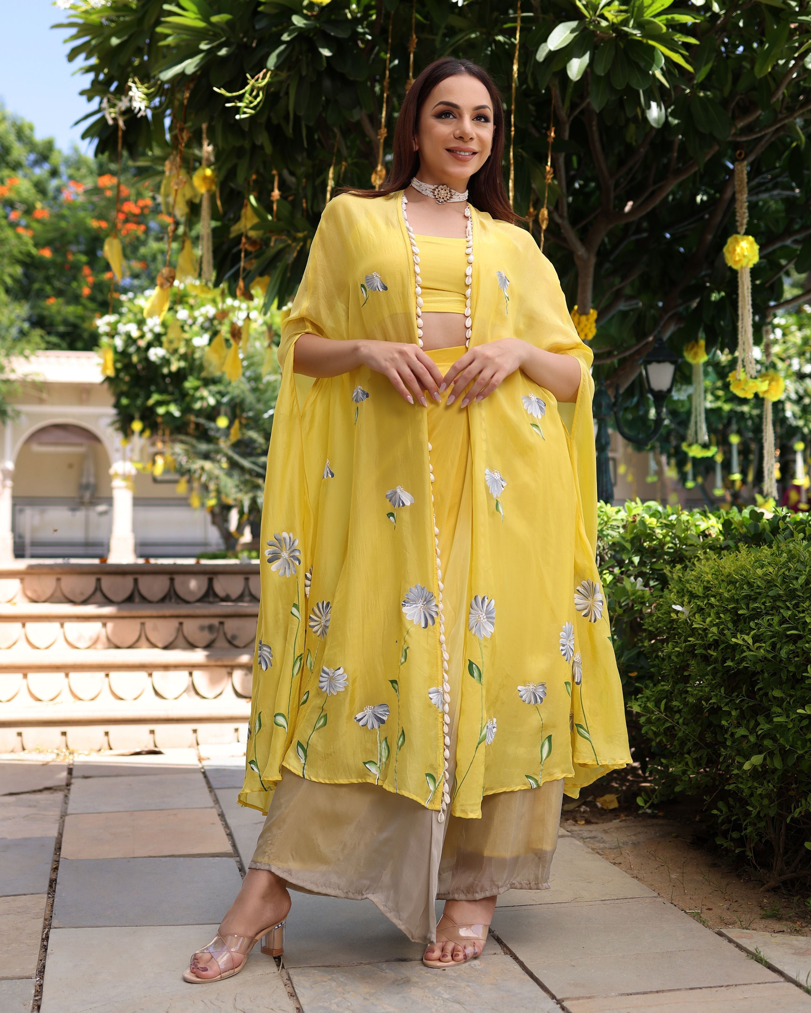 Shop Sagnika Yellow Ombre Silk Coord Set for Women at Aachho – Aachho.co