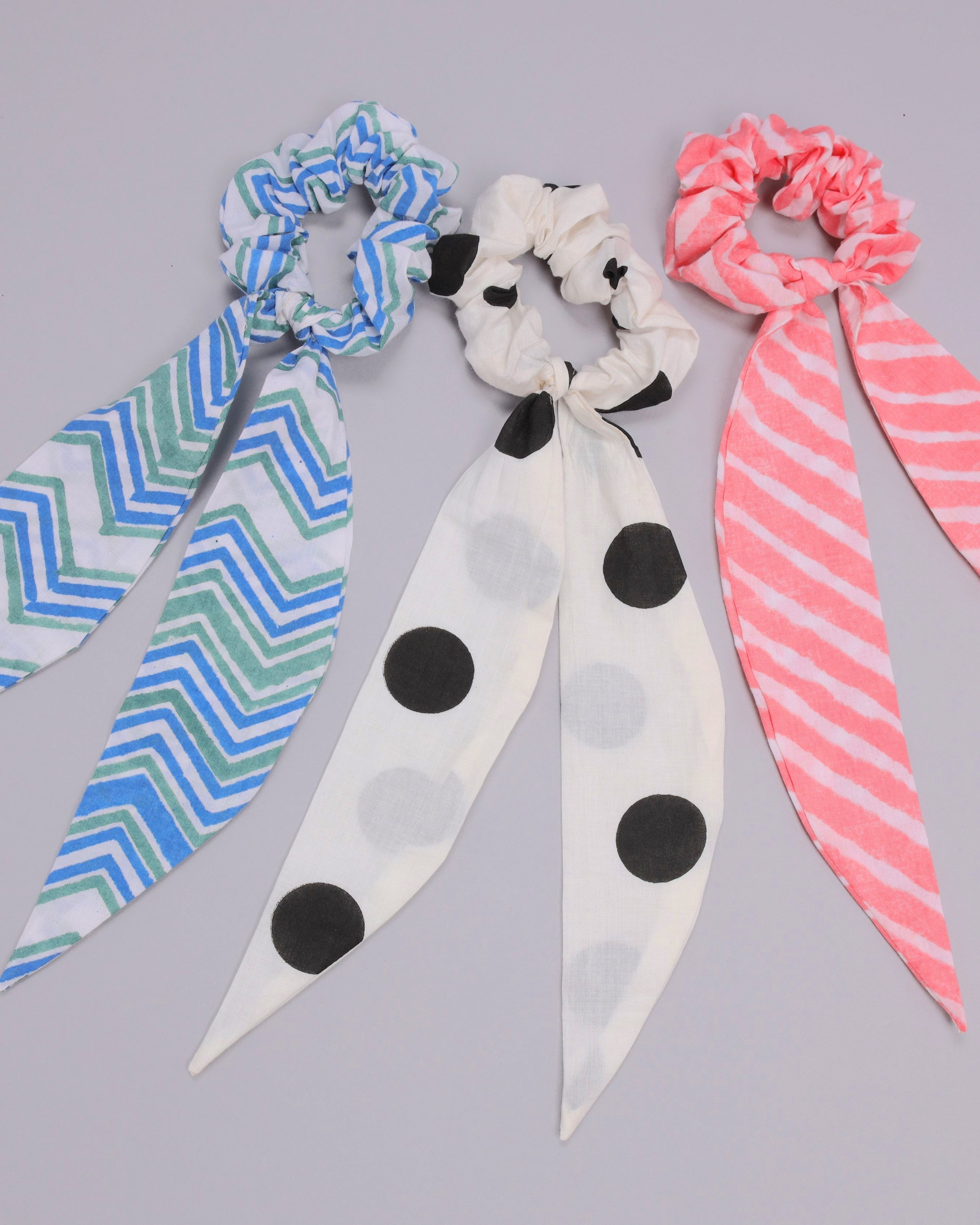 Buy First Blush Cotton Handblock Scrunchie Set online in India at Best ...