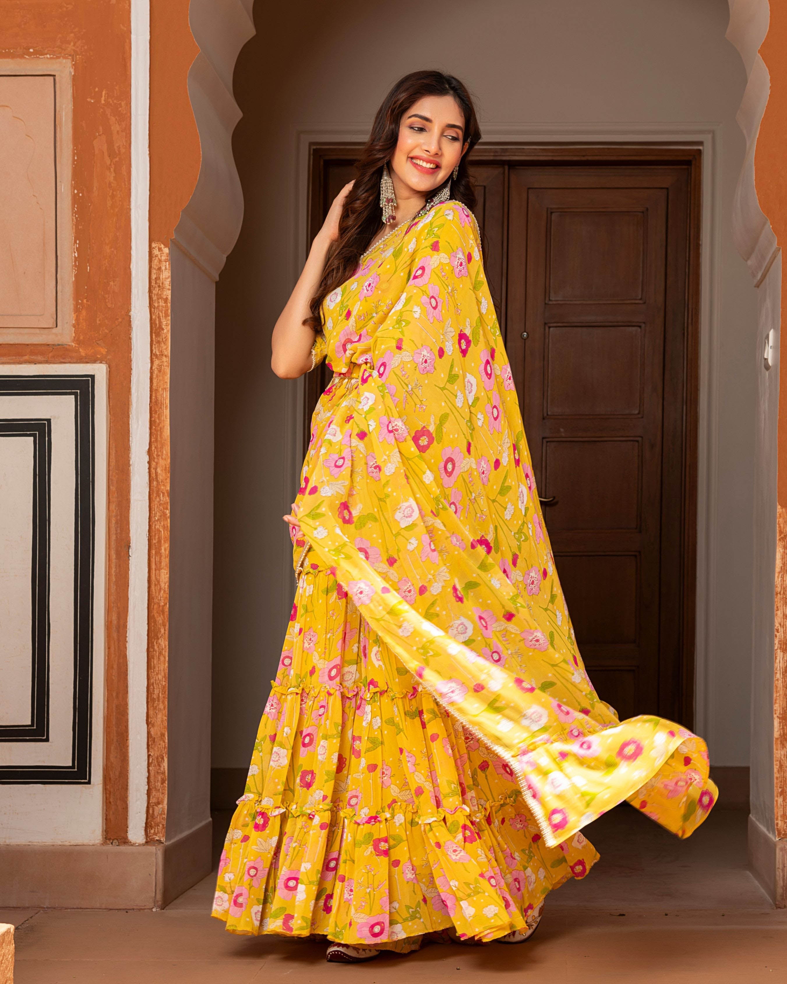 Shop Afsa Georgette Pre Draped Saree for Women Online in India at Aachho – Aachho.co