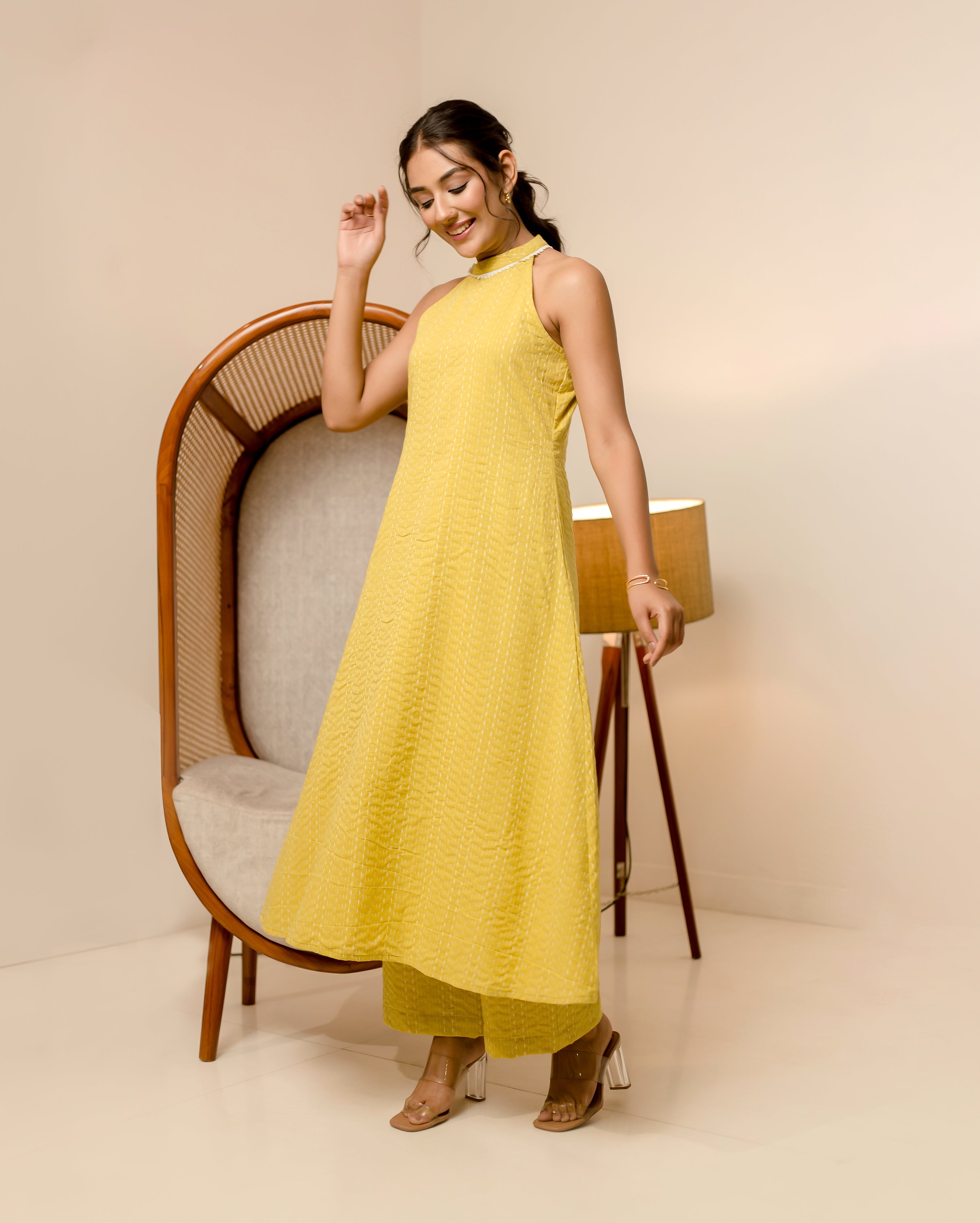 Shop Witch Hazel Yellow Solid Cotton Dobby Coord Set for Women Online ...
