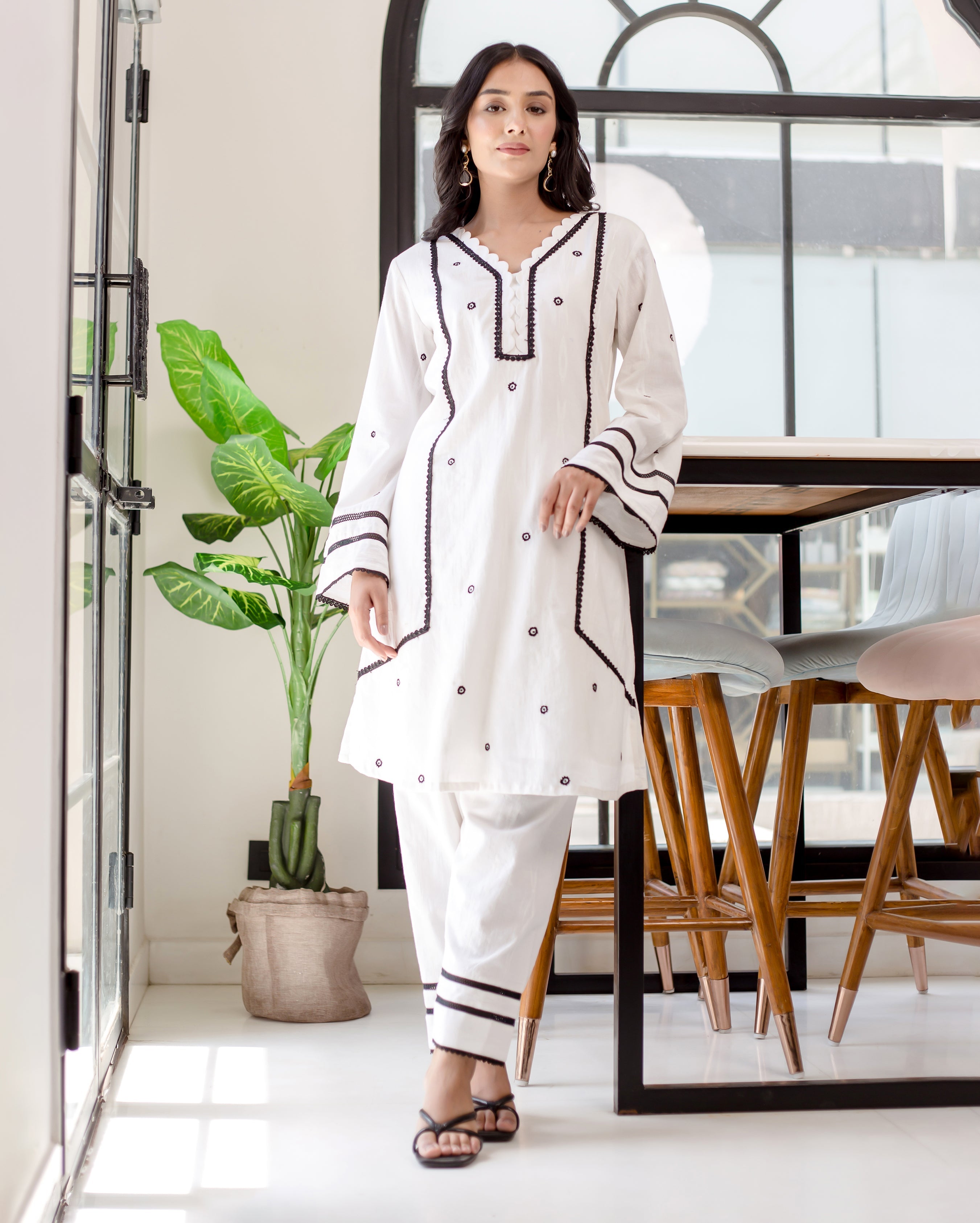 Shop Daisy White Solid Cotton Dobby Coord Set for Women Online at Aachho – Aachho.co