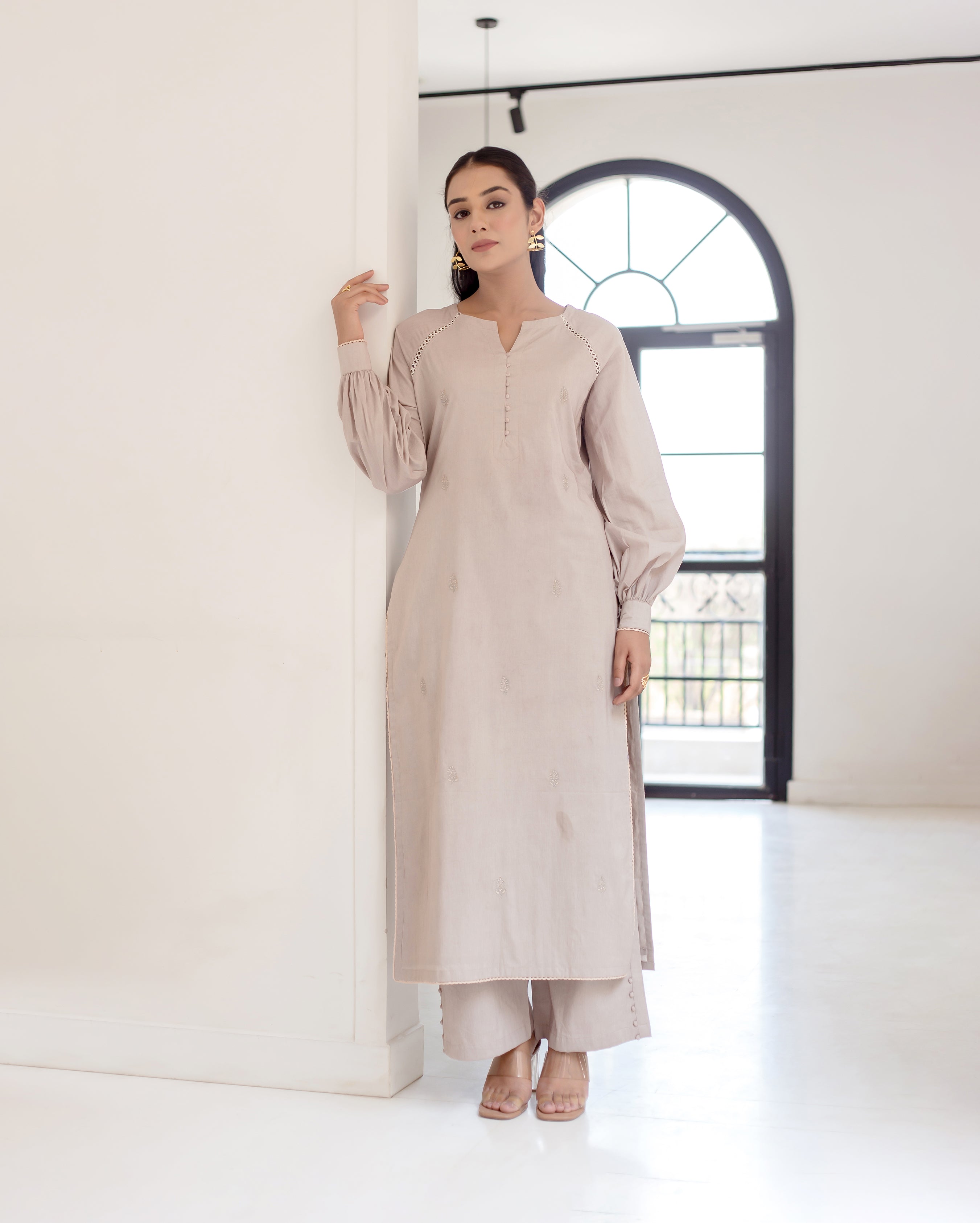 Shop Griseous Grey Solid Cotton Coord Set for Women Online at Aachho ...